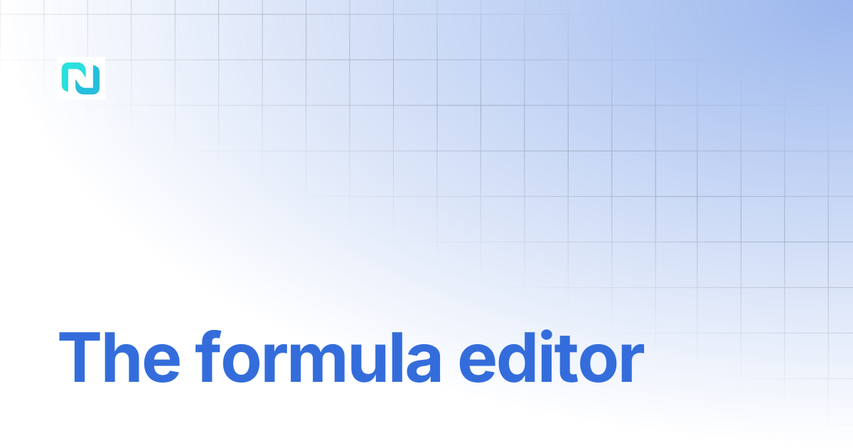 The formula editor | nedyx